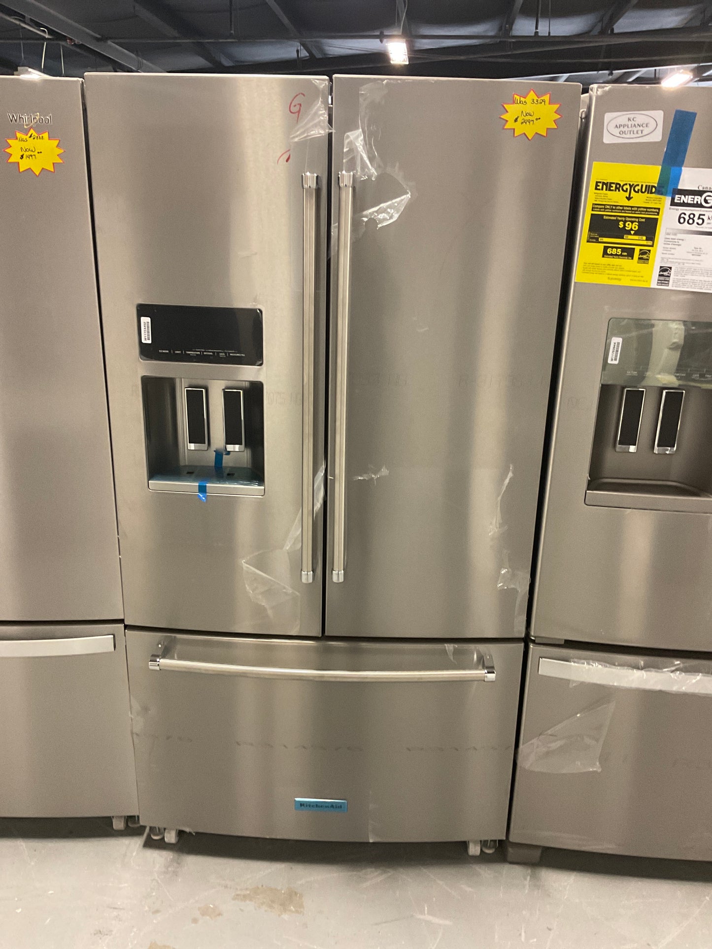 KitchenAid KRFF577KPS 36 Inch Freestanding French Door Refrigerator wi ...